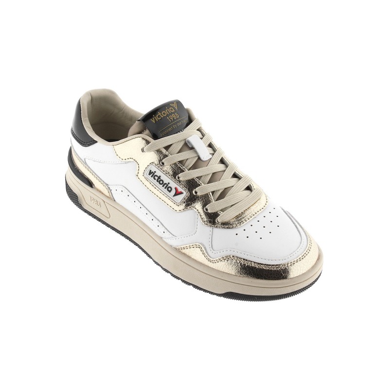 Victoria Zapatilla Casual C80 Metal Crack Blanco Oro Mujer