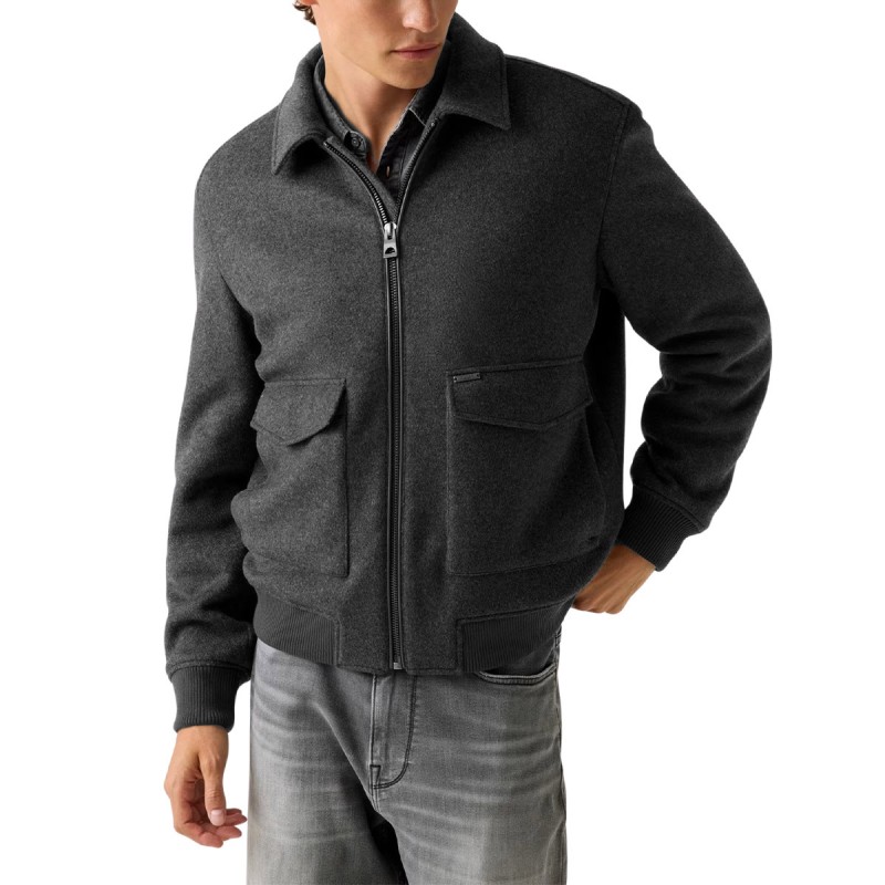 Guess Chaqueta Warm Wooled Jacket Grey Gris Oscuro Hombre