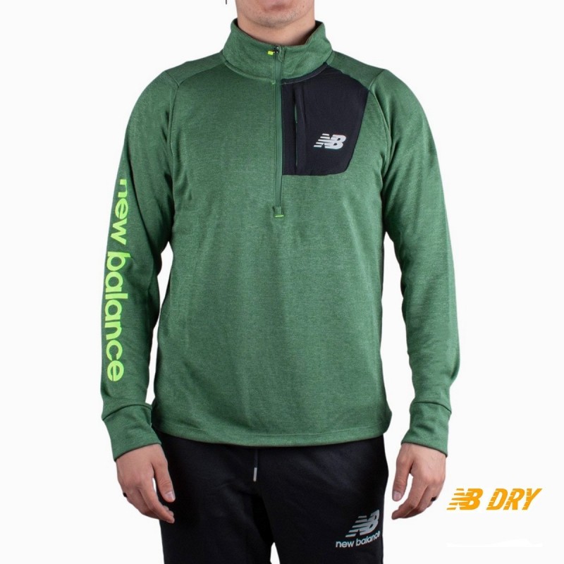 New Balance Pull Impact Run AT Half Zip Jade Verde Hombre