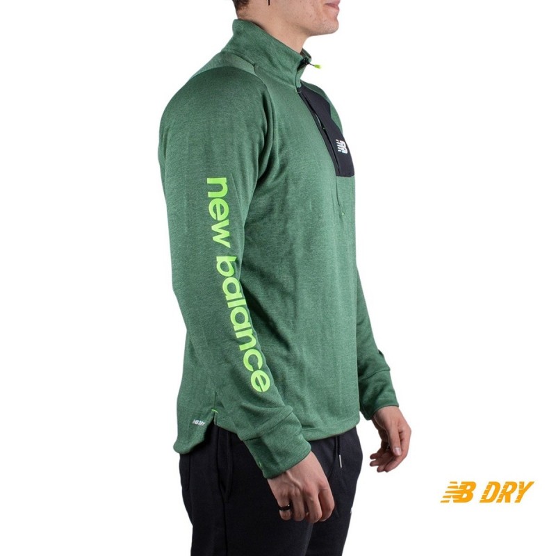 New Balance Pull Impact Run AT Half Zip Jade Verde Hombre