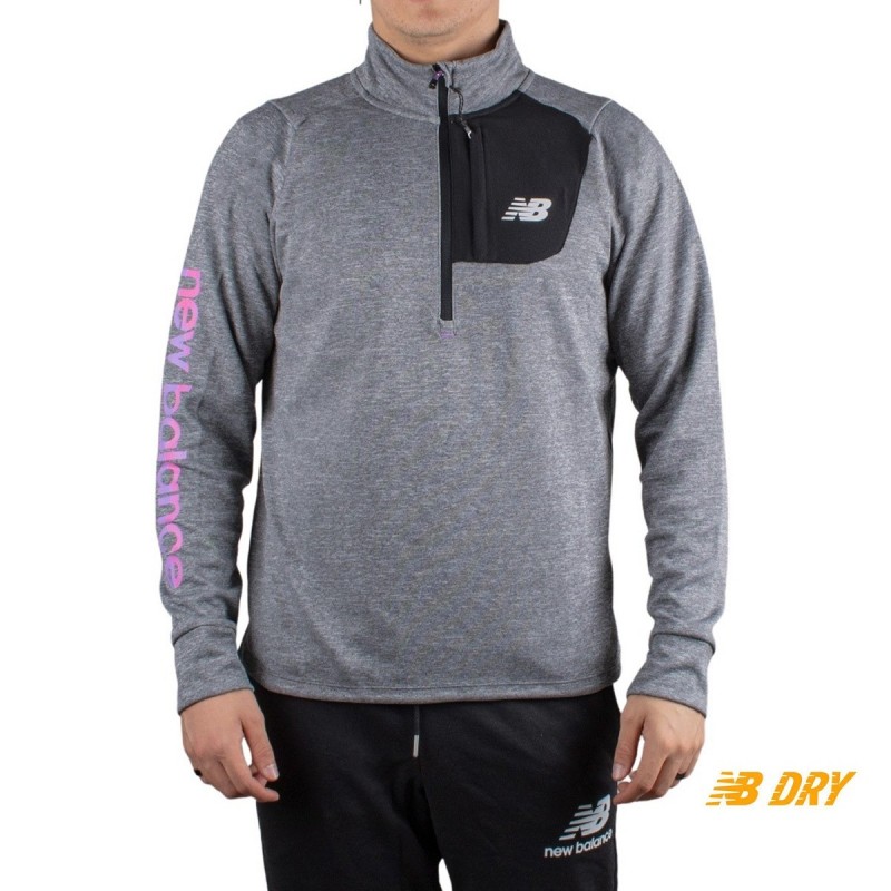 New Balance Pull Impact Run AT Half Zip Black Gris Hombre