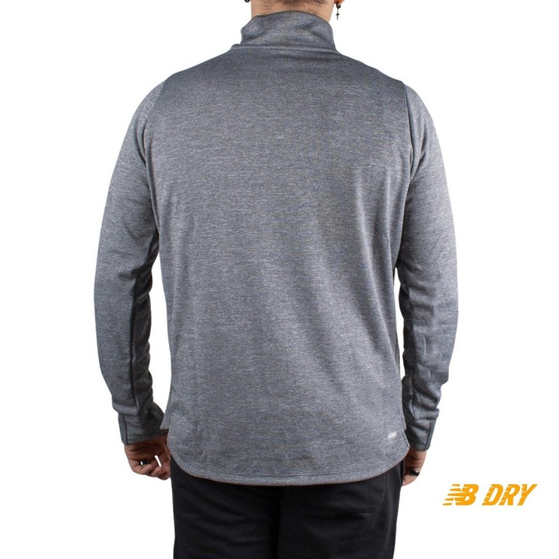 New Balance Pull Impact Run AT Half Zip Black Gris Hombre