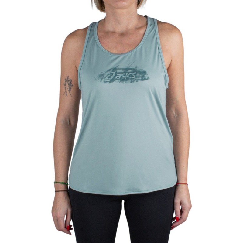 Asics Camiseta Nagino Graphic Run Tank Azul Verdoso Ocean Haze Mujer