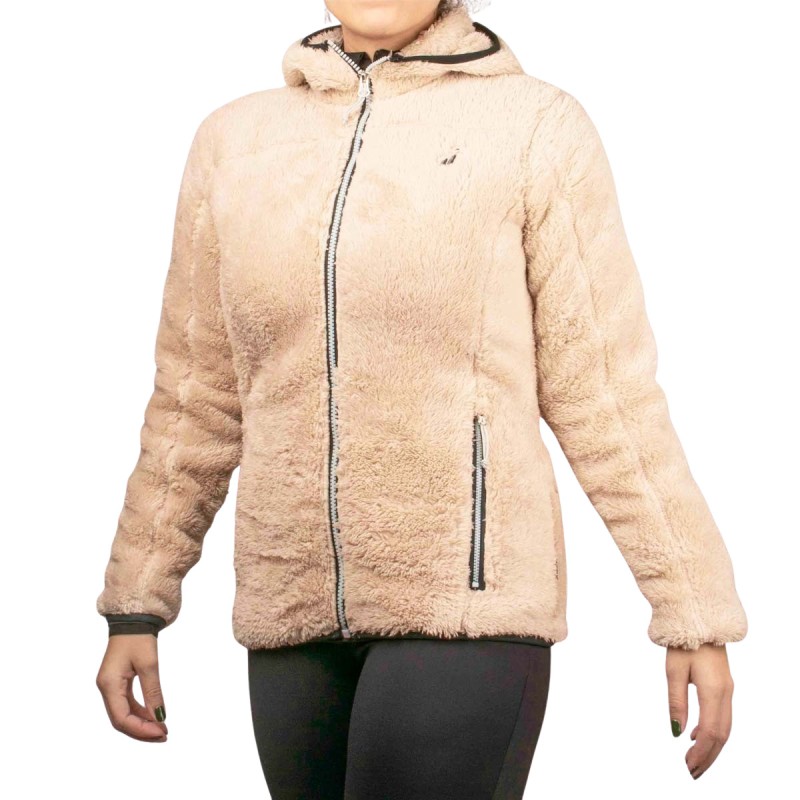Joluvi Forro Polar Coral Hoodie Full Beige Antracita Mujer